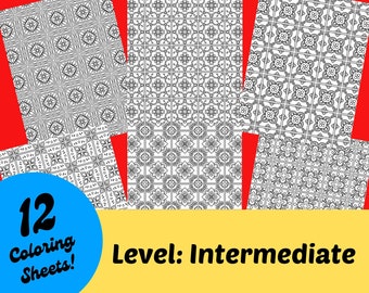 12 Mexican Tile Advanced Coloring Pages Premium Printable - Etsy