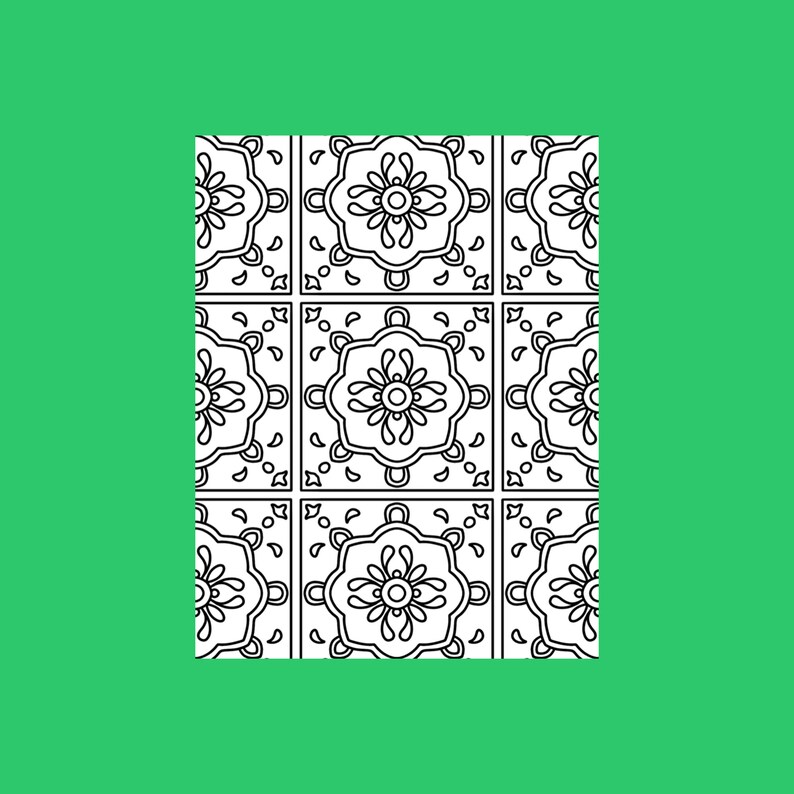 12 Mexican Tiles Coloring Pages for Kids, Premium Printable Coloring ...