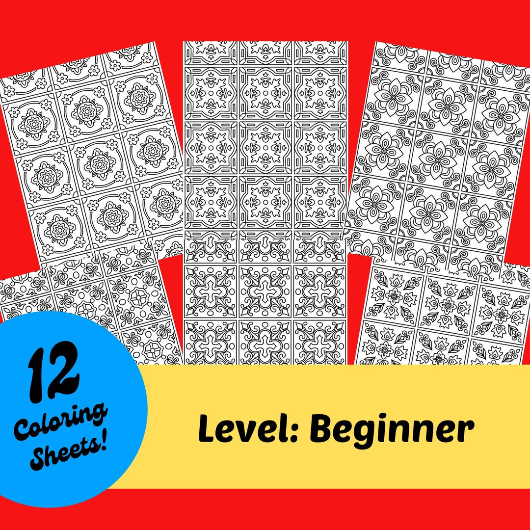 12 Mexican Tile Coloring Pages for Beginners Premium - Etsy