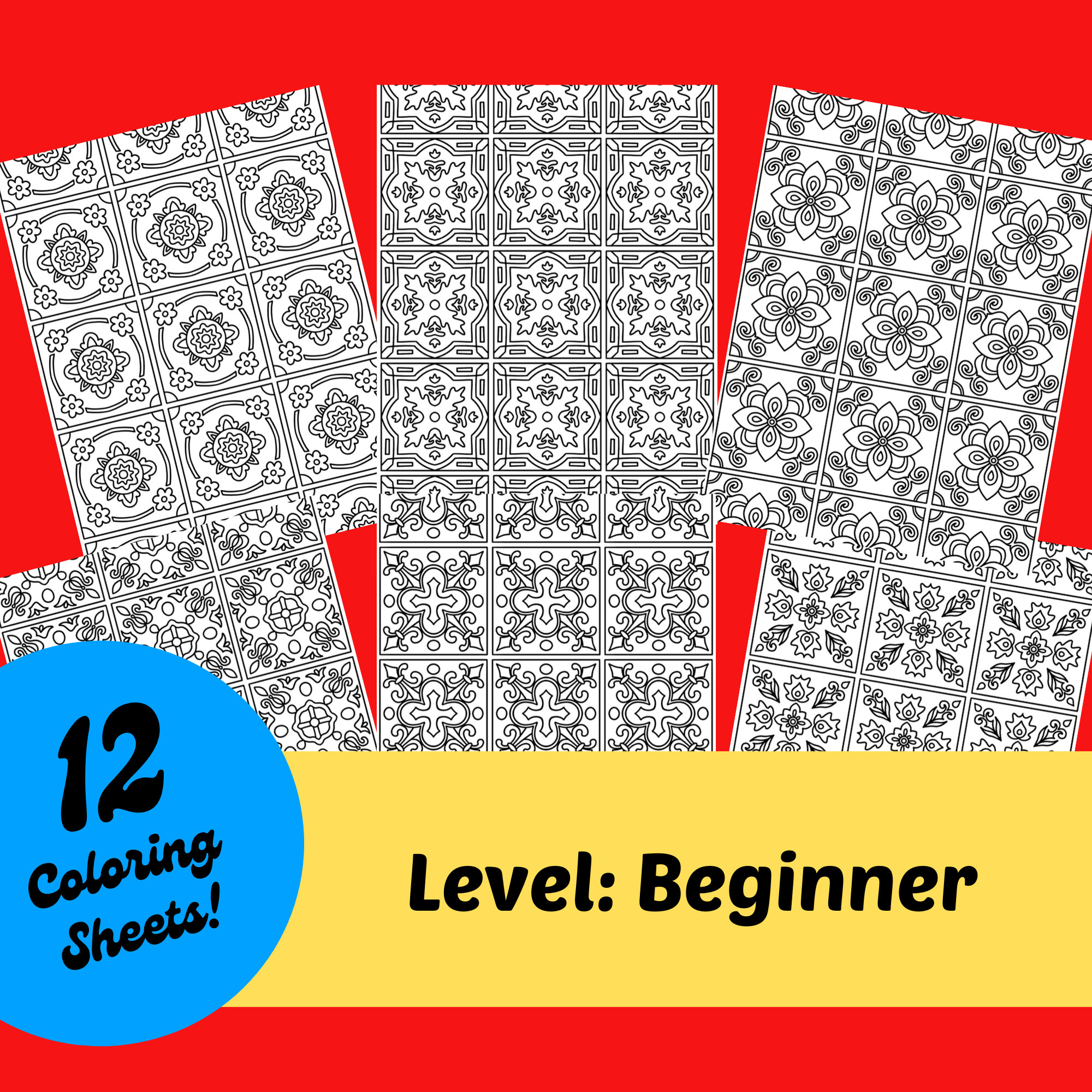 12 Mexican Tile Coloring Pages for Beginners, Premium Printable ...