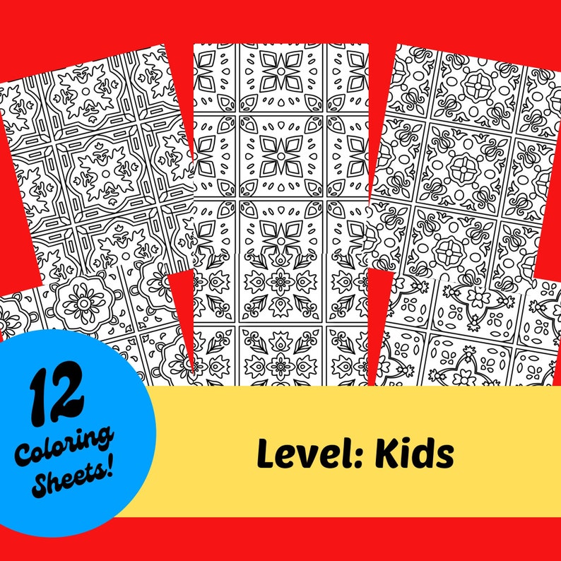 12 Mexican Tiles Coloring Pages for Kids Premium Printable - Etsy
