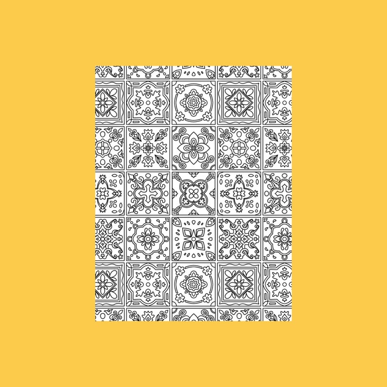 12 Mexican Tile Intermediate Coloring Pages, Premium Printable Coloring ...