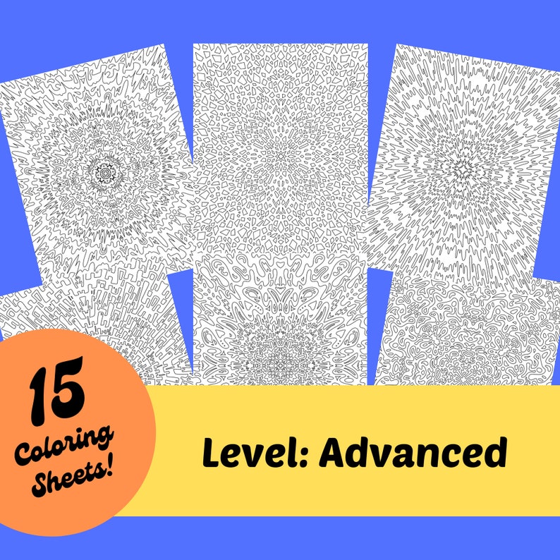 15 Symmetrical Advanced Coloring Pages, Printable Coloring Sheet Bundle ...