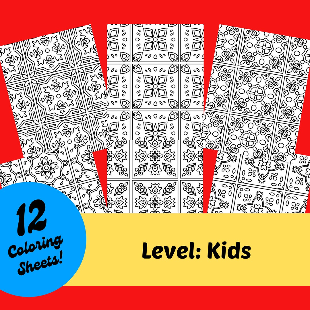 12 Mexican Tiles Coloring Pages for Kids, Premium Printable Coloring ...