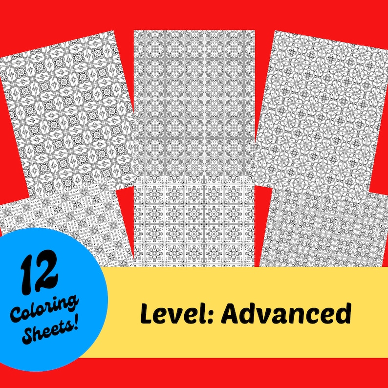 12 Mexican Tile Advanced Coloring Pages, Premium Printable Coloring ...