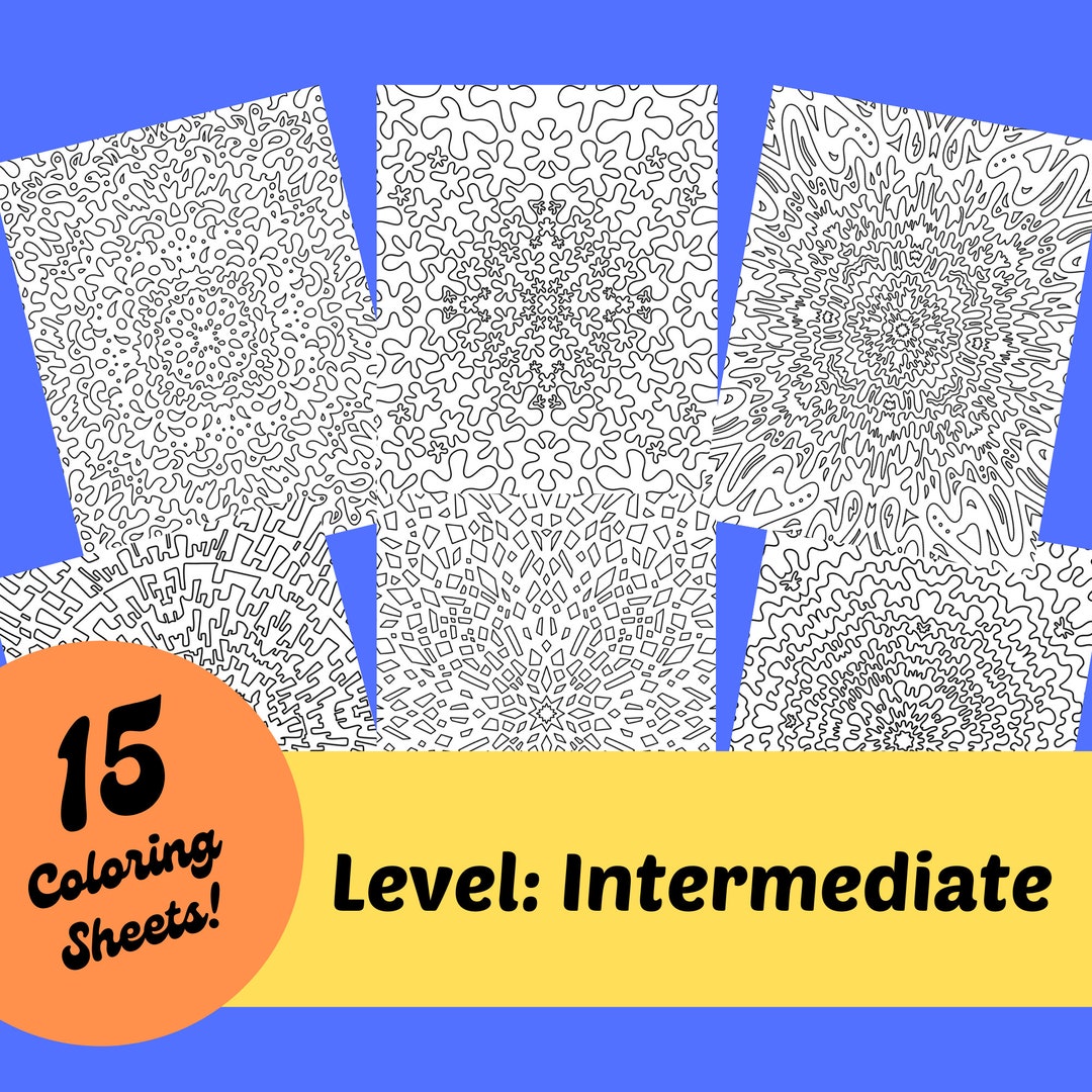 15 Symmetrical Intermediate Coloring Pages, Printable Coloring Sheet ...
