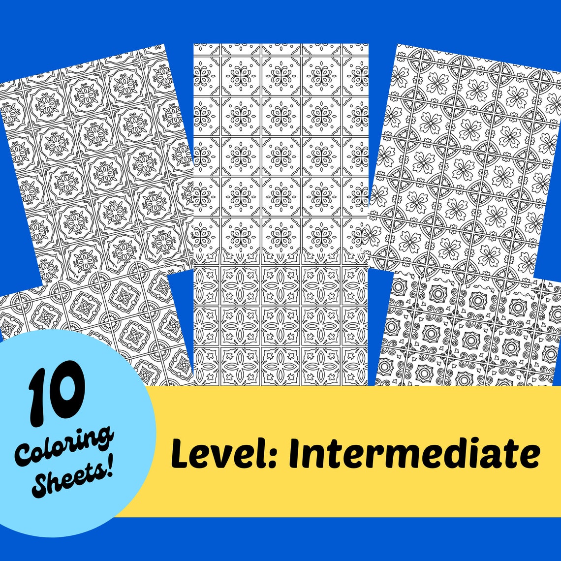 10 Intermediate Italian Tile Coloring Pages, Premium Printable Coloring ...
