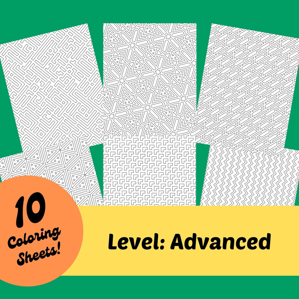 10 Geometric Advanced Coloring Pages Premium Printable - Etsy
