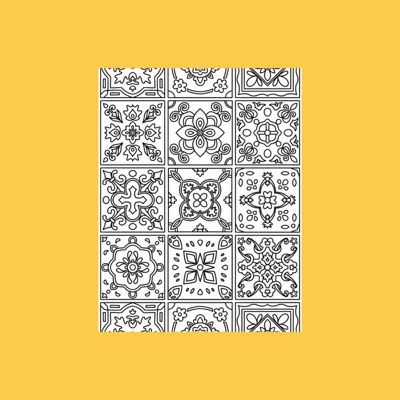 12 Mexican Tile Coloring Pages for Beginners, Premium Printable ...