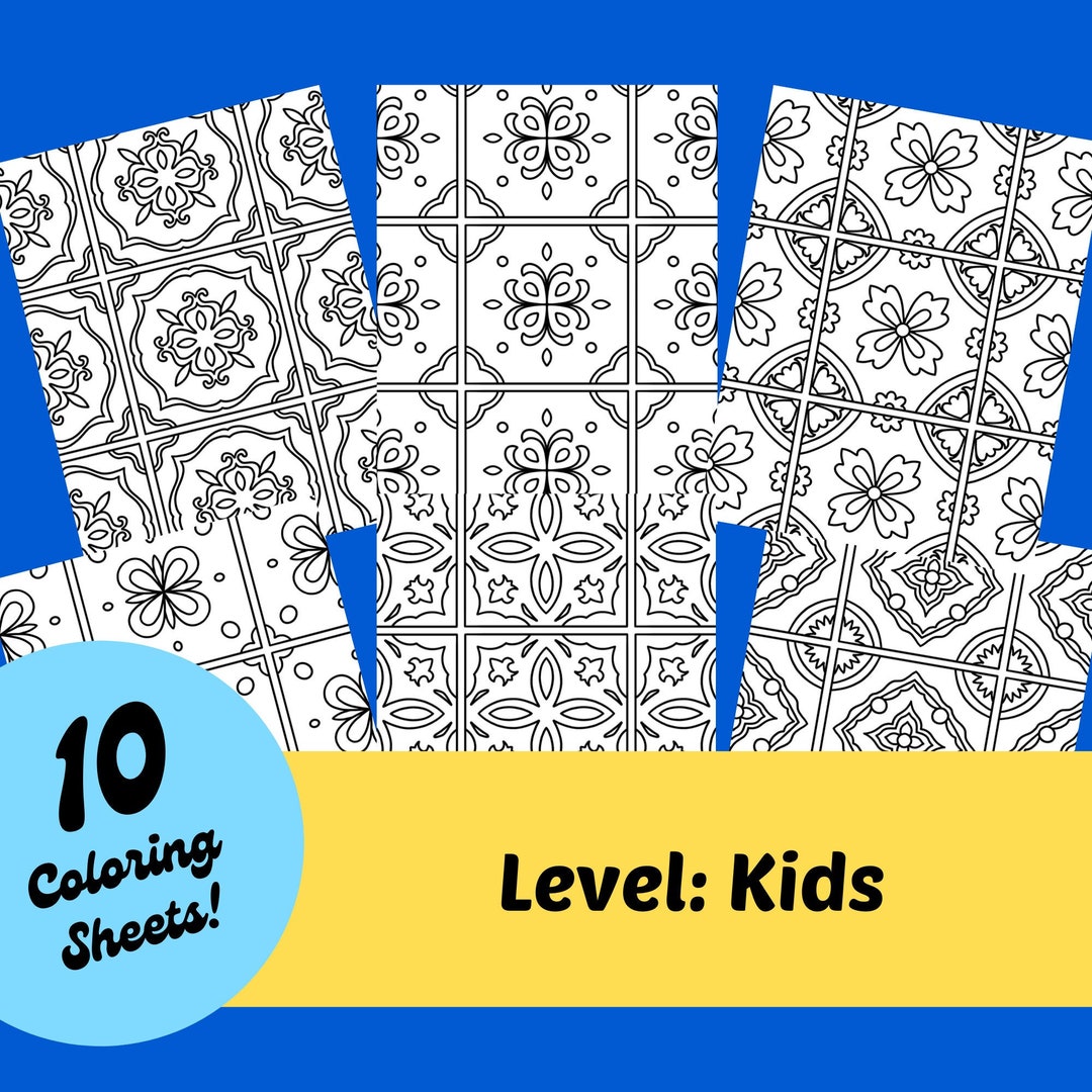 10 Italian Tile Coloring Pages for Kids Premium Printable - Etsy