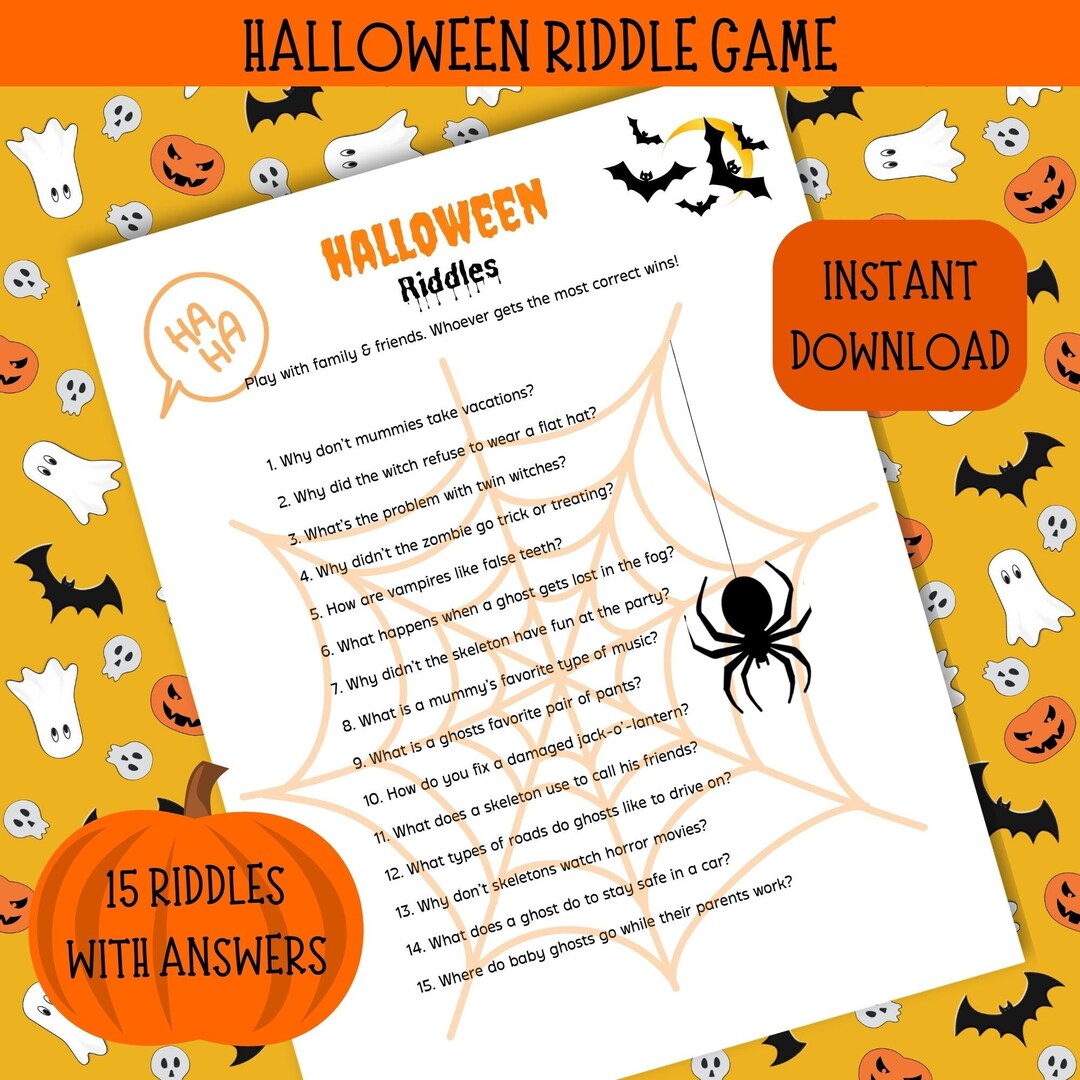Halloween Riddle Game: Printable Party Activity (digital Download) - Etsy