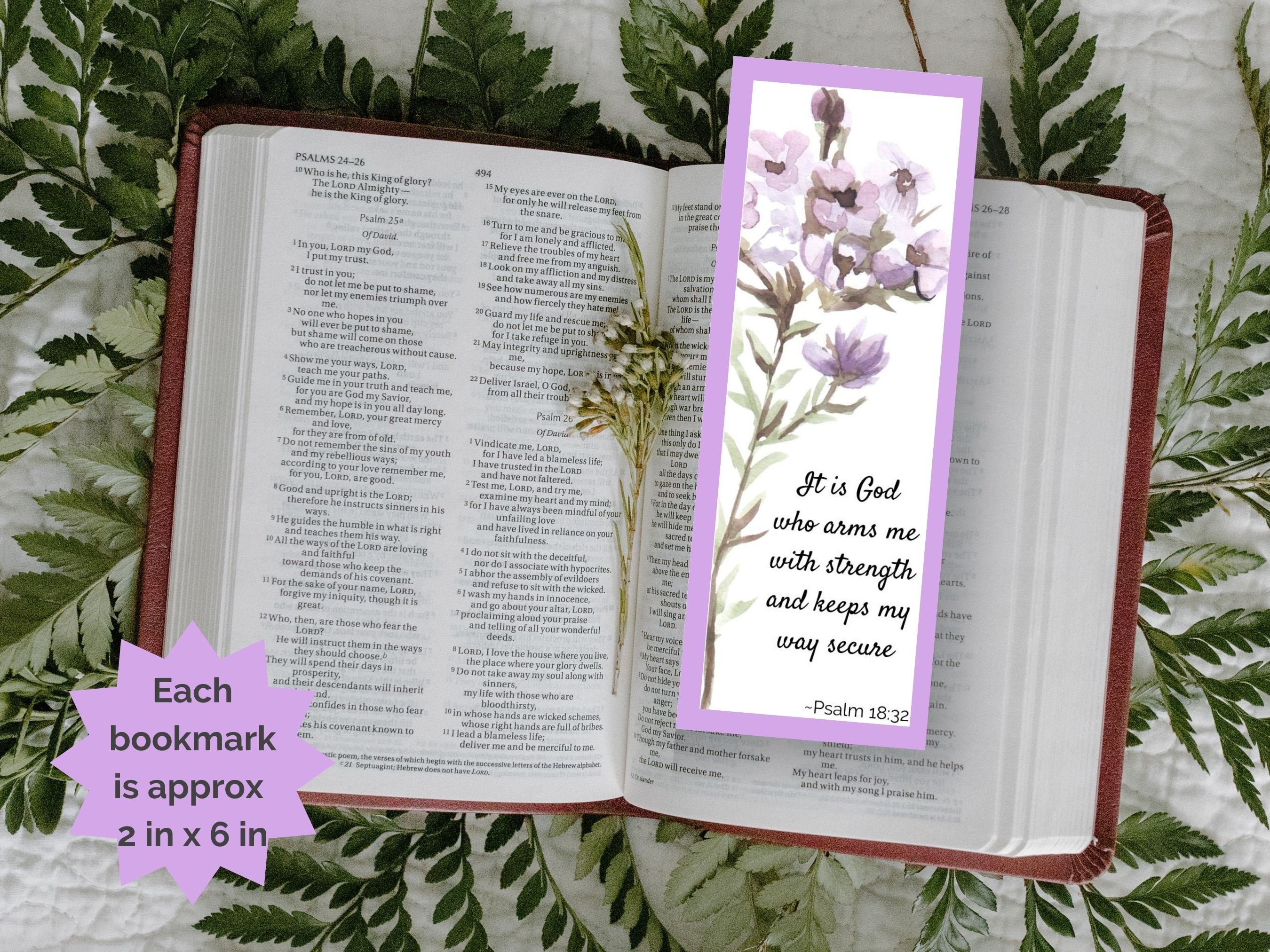 Printable Bible Verses Bookmarks, Psalms Bookmark Set, Watercolor ...