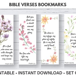 Printable Bible Verses Bookmarks, Psalms Bookmark Set, Watercolor ...