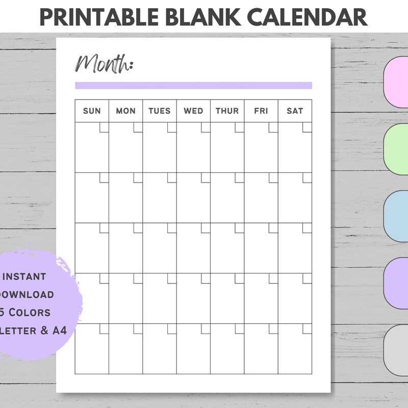 Calendar Template - Etsy