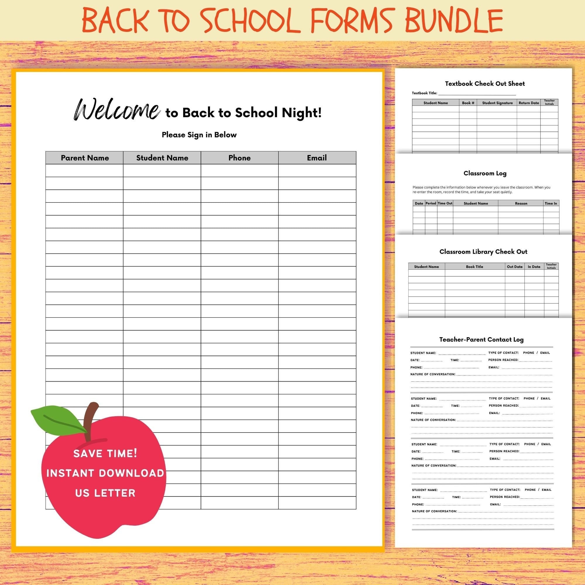 Back to School Forms Bundle for Teachers, Classroom Organization ...