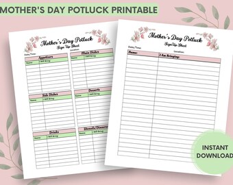 Homecoming Potluck Sign up Sheet Printable Template - Etsy