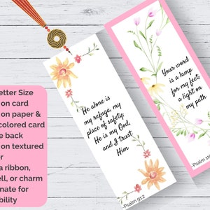 Printable Bible Verses Bookmarks, Psalms Bookmark Set, Watercolor ...