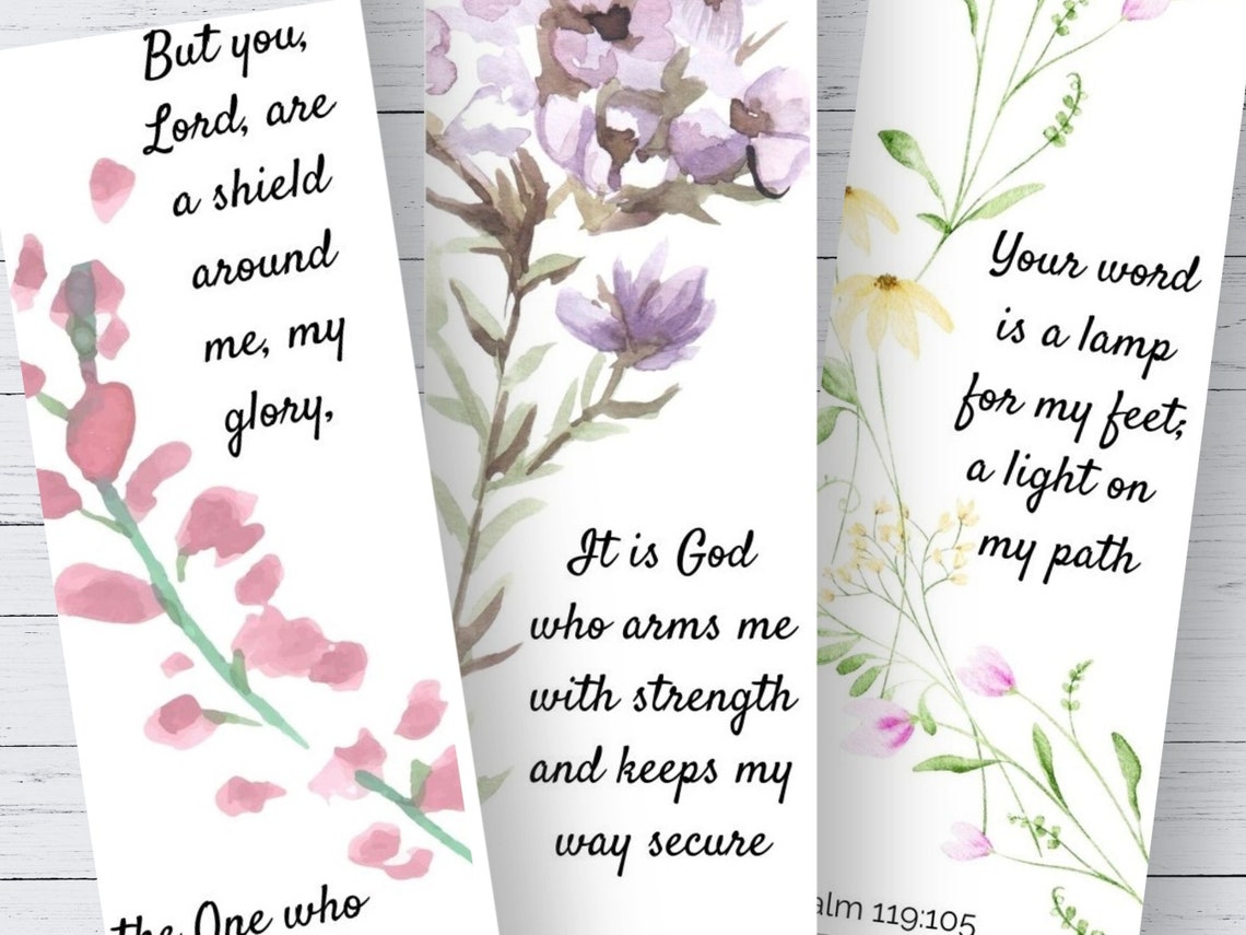 Printable Bible Verses Bookmarks, Psalms Bookmark Set, Watercolor ...
