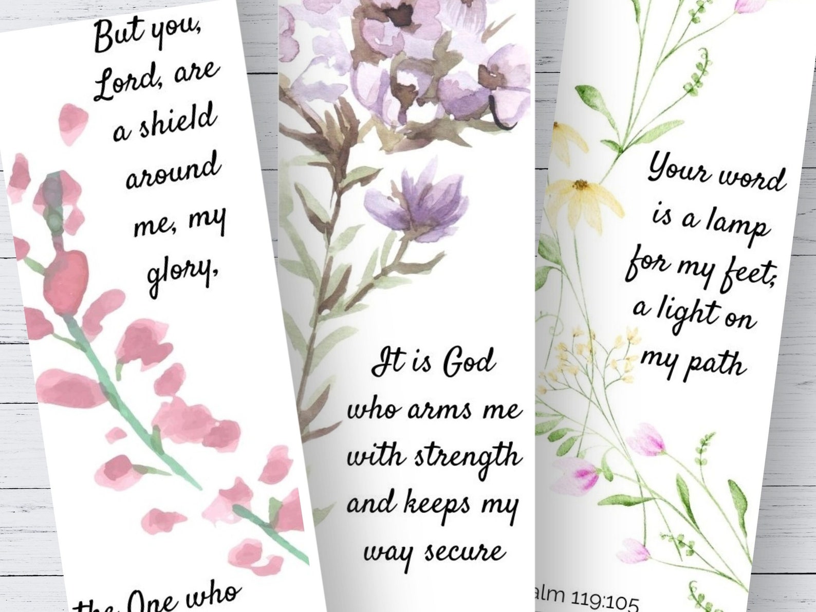 Printable Bible Verses Bookmarks, Psalms Bookmark Set, Watercolor ...