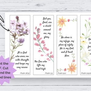 Printable Bible Verses Bookmarks, Psalms Bookmark Set, Watercolor ...