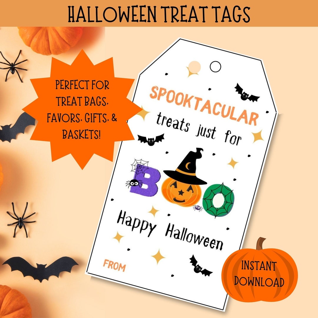 Halloween Treat Bag Tags: Spooktacular Party Favors (digital Download ...