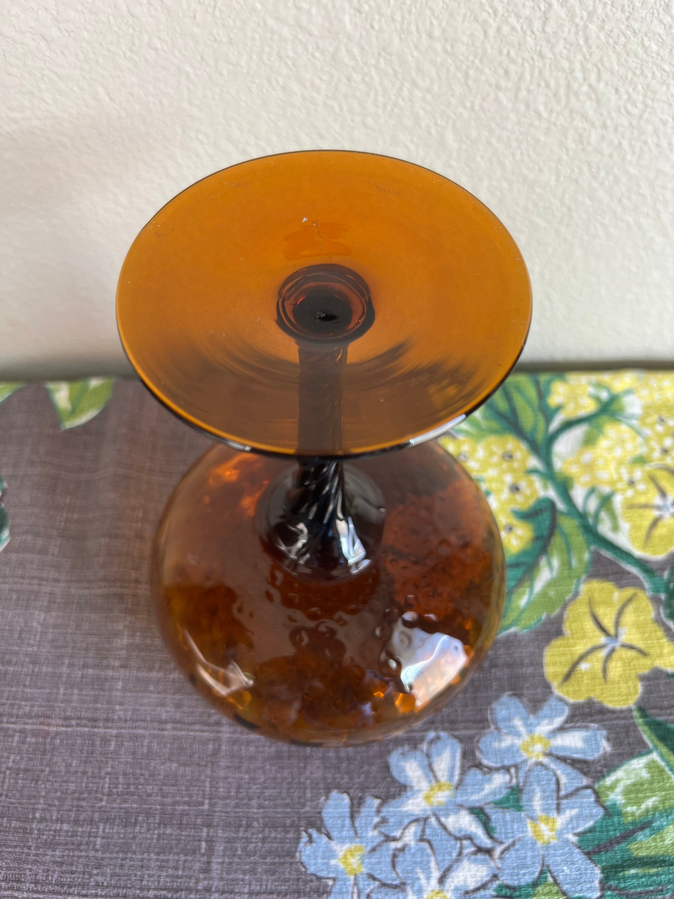 Empoli Optic Amber Glass Compote - Etsy