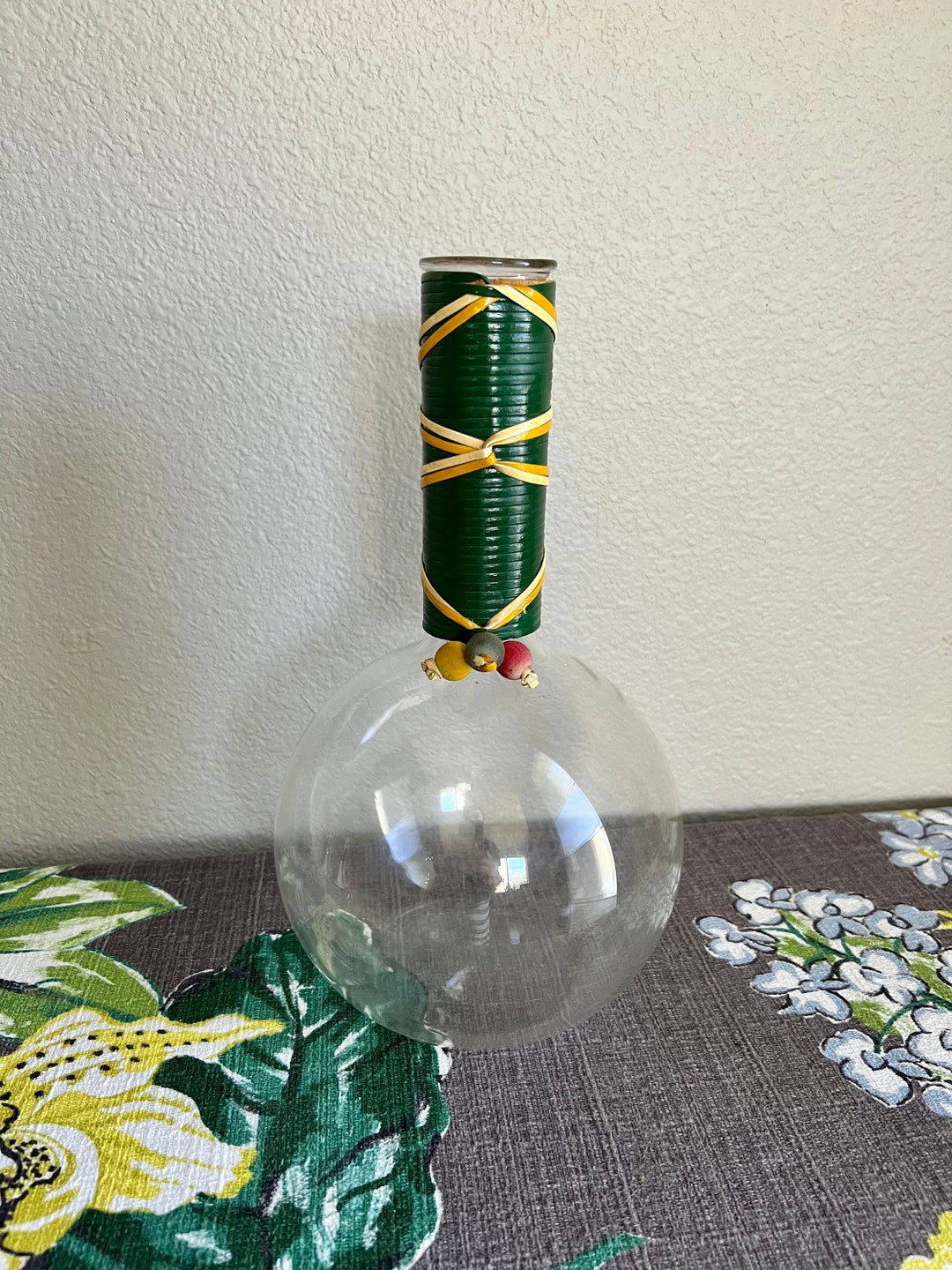 Vintage Pyrex Beaker Vase Platic Cord Wrapped Neck W Beads - Etsy