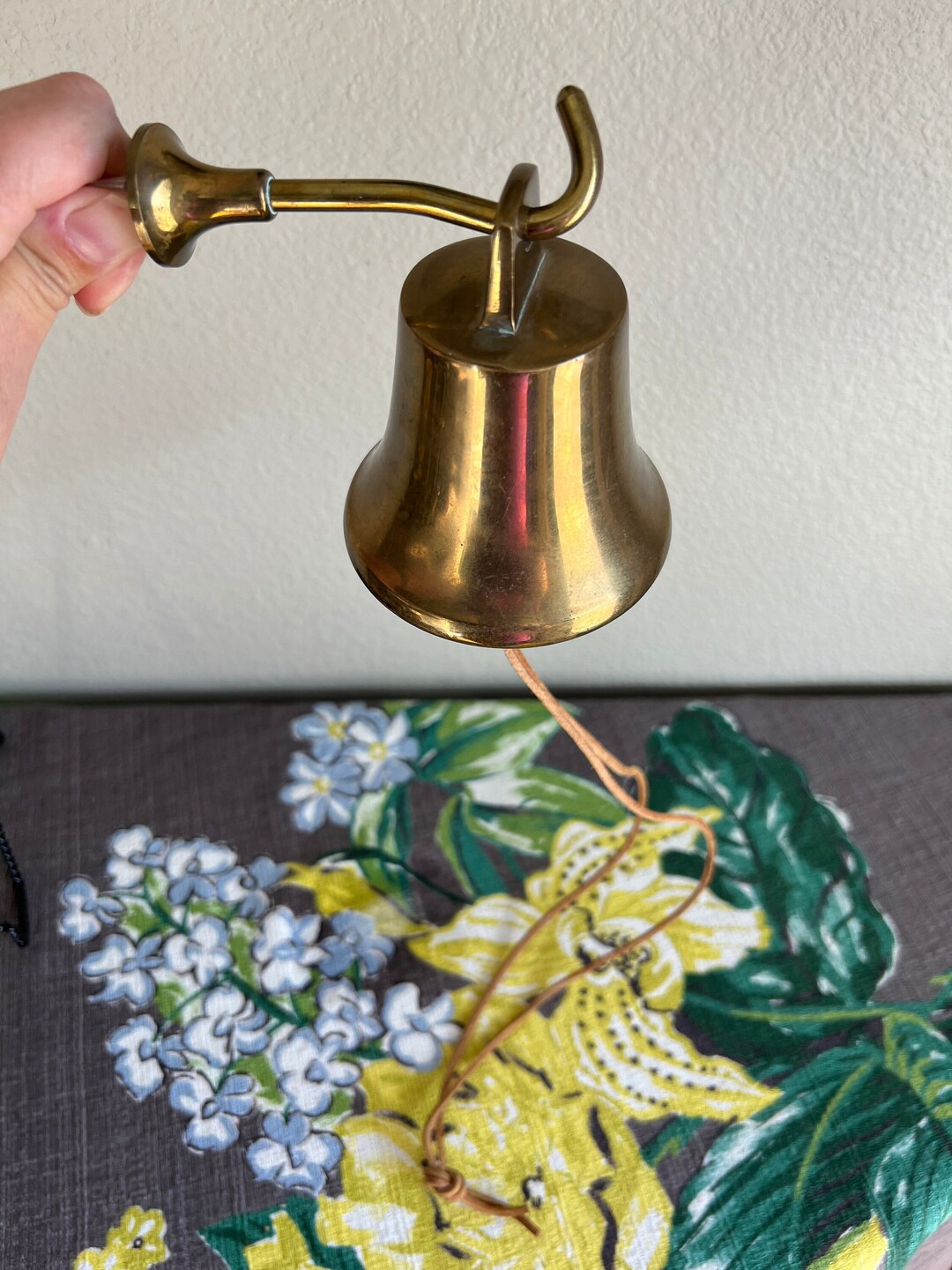 Vintage Solid Brass Ships Bell With Leather Cord - Etsy