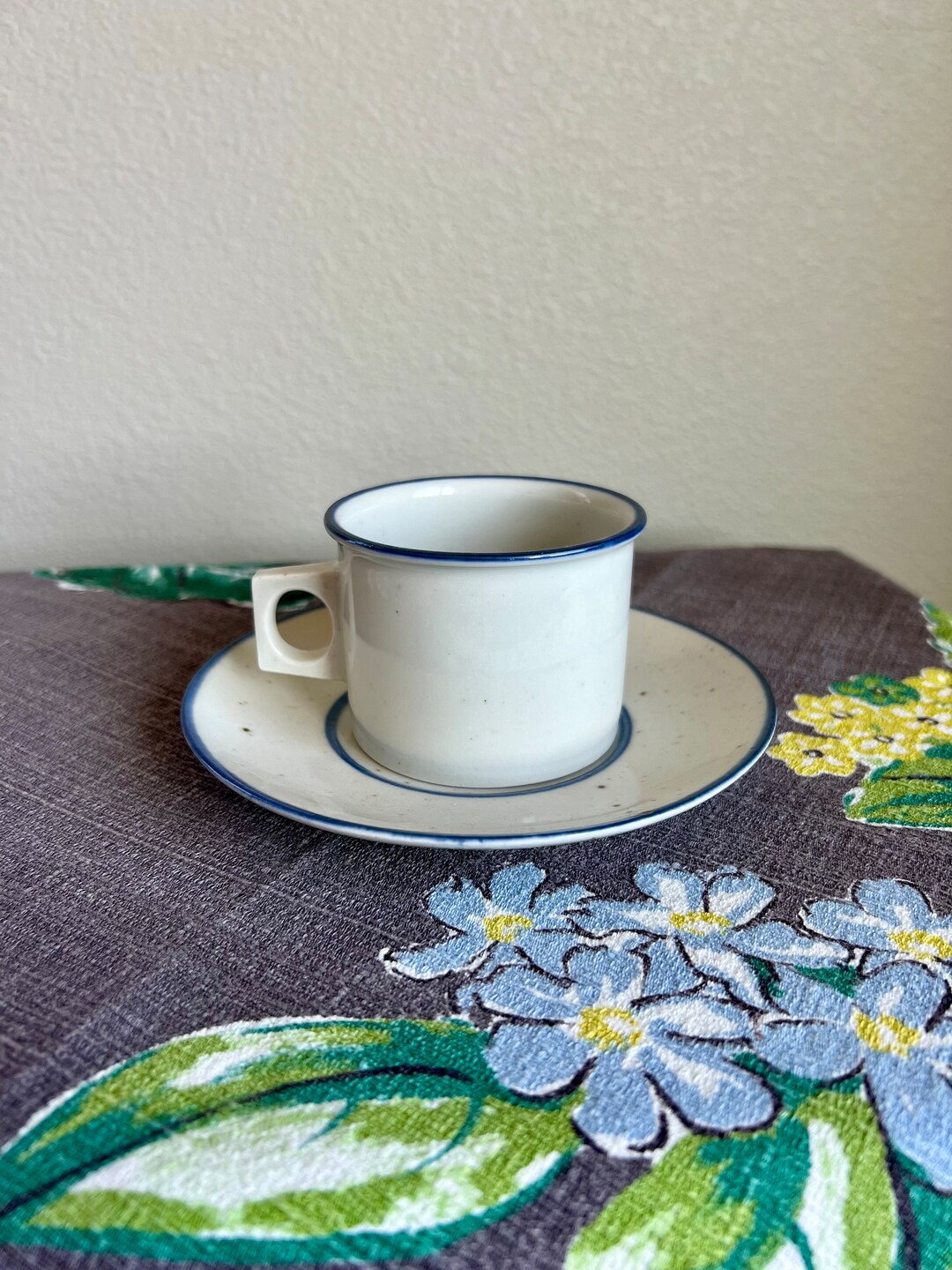 Dansk Blue Mist Square Handle Mug and Saucer Set Niels Refsgaard Design ...