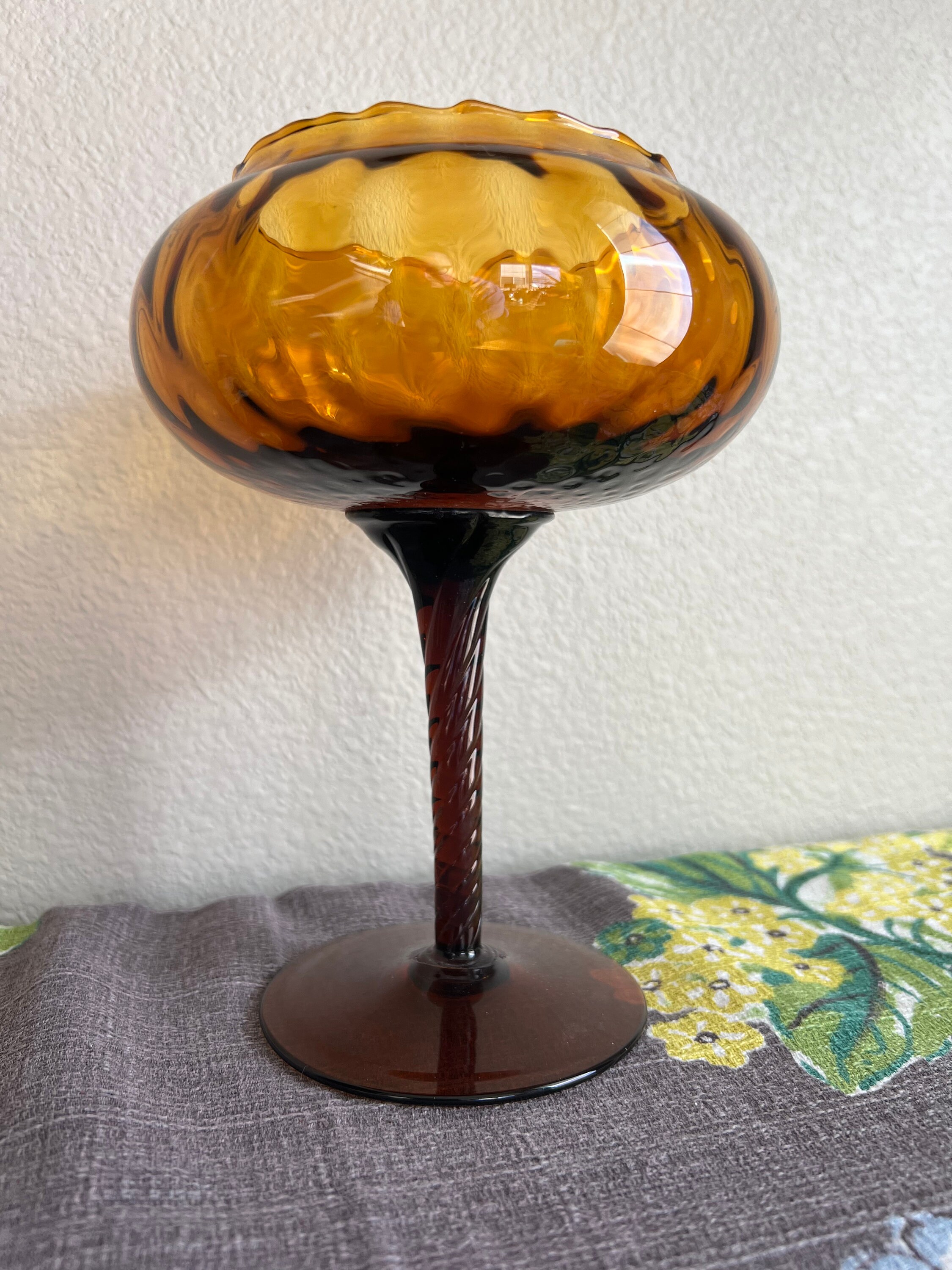 Empoli Optic Amber Glass Compote - Etsy