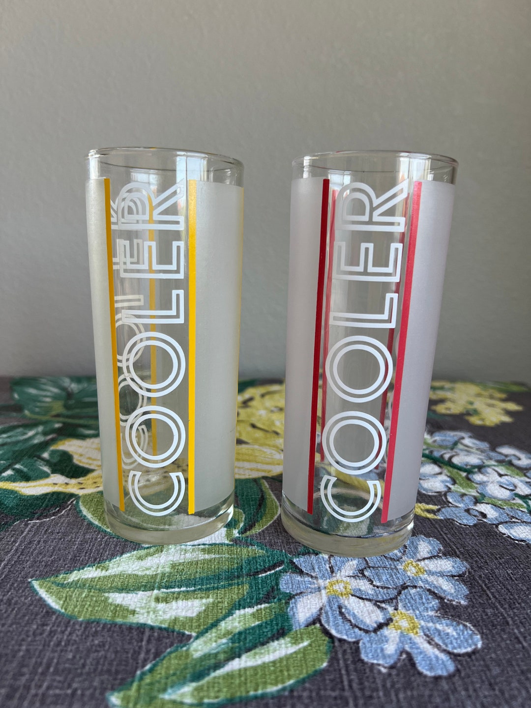 Vintage Libbey "cooler" Glassware Set of 2 Yellow and Red - Etsy