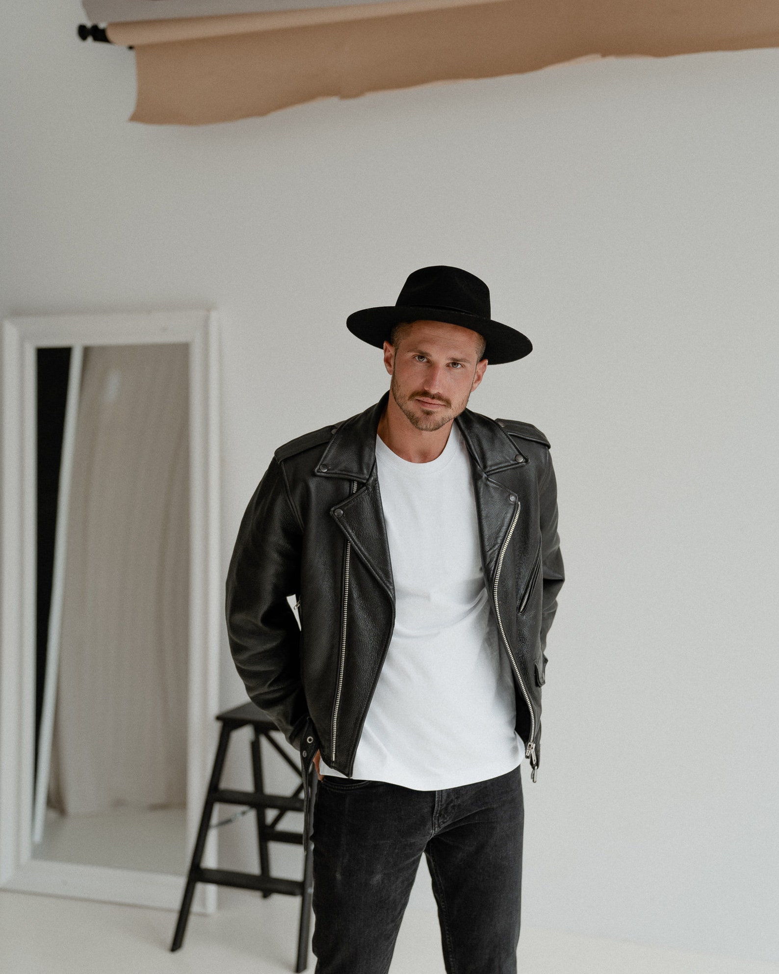 Black Fedora for Men, Wide Stiff Brim Hat, Summer, Autumn Head ...