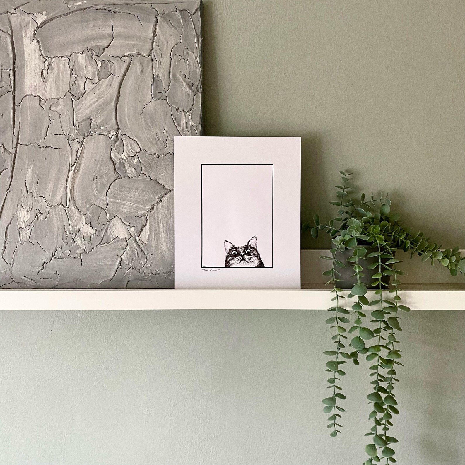 The Stalker Cat Art / Kitten Art / Cats / Gift / Funny Cats / Creeper ...