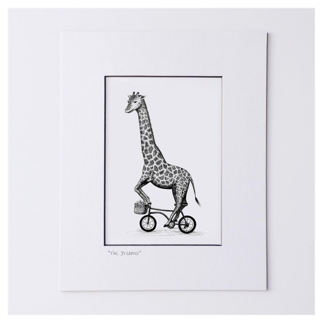 The Dreamer - Giraffe Art / Bike Art / Giraffe / Gift / Bikes / Riding ...