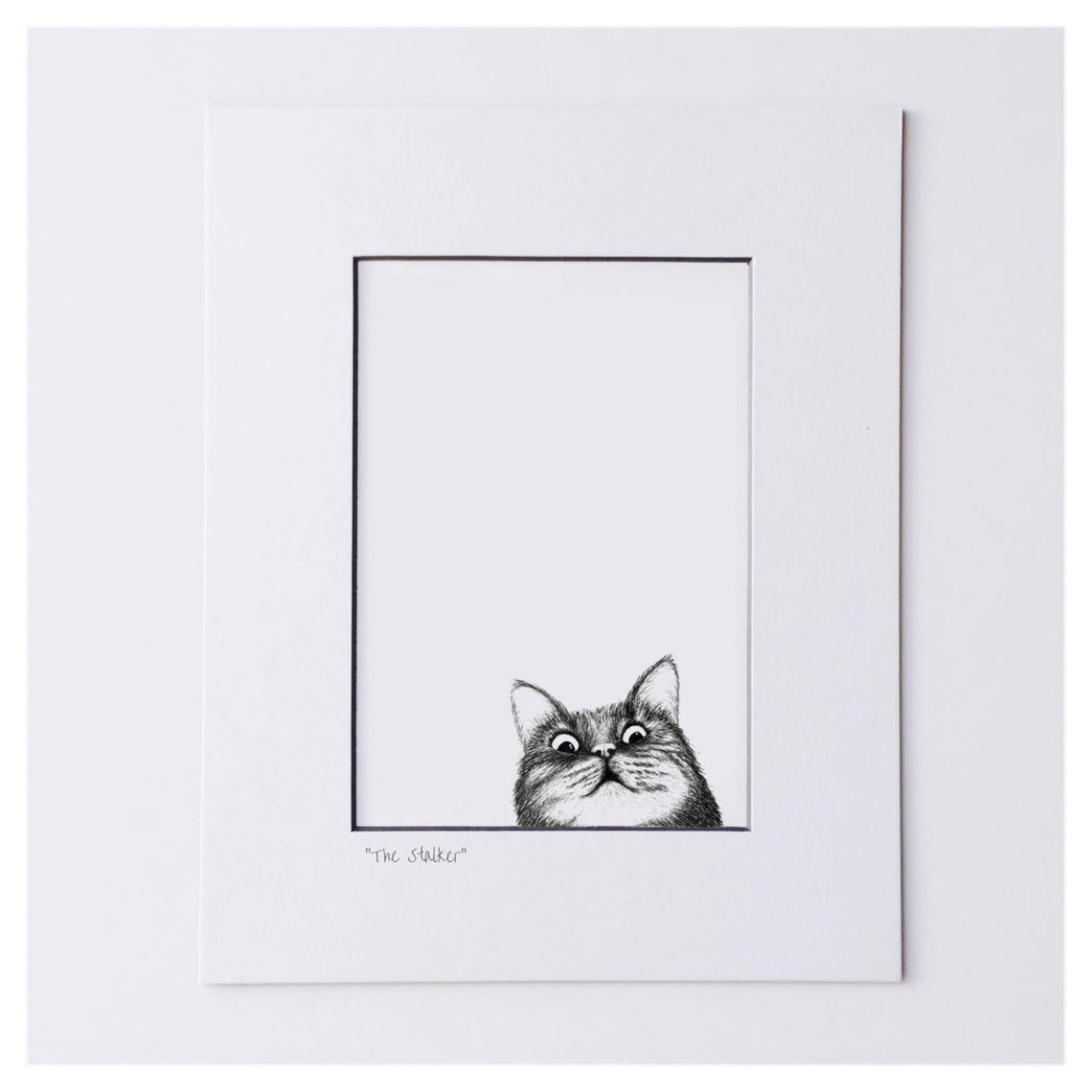 The Stalker Cat Art / Kitten Art / Cats / Gift / Funny Cats / Creeper ...