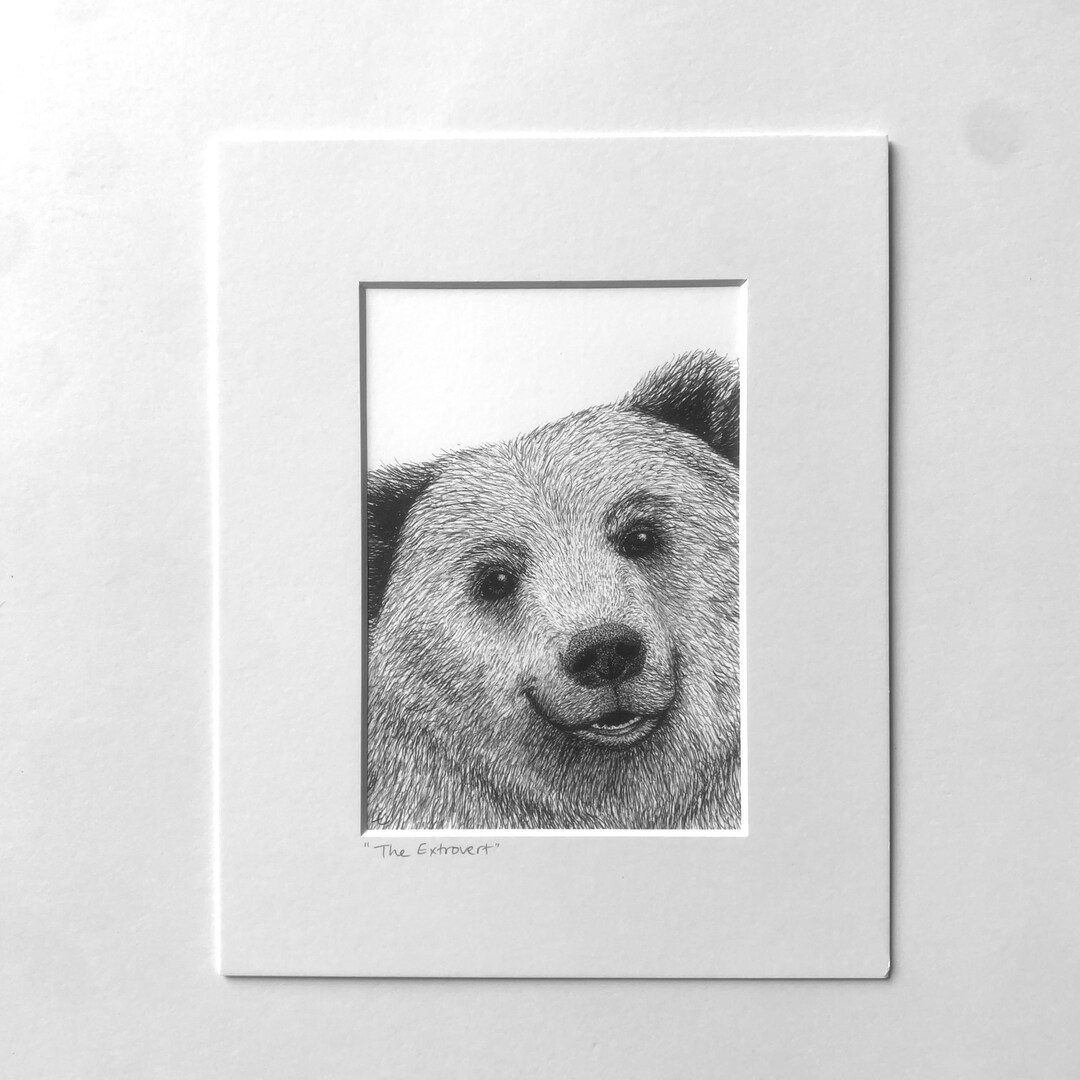 The Extrovert / Funny Bear Art Print - Etsy