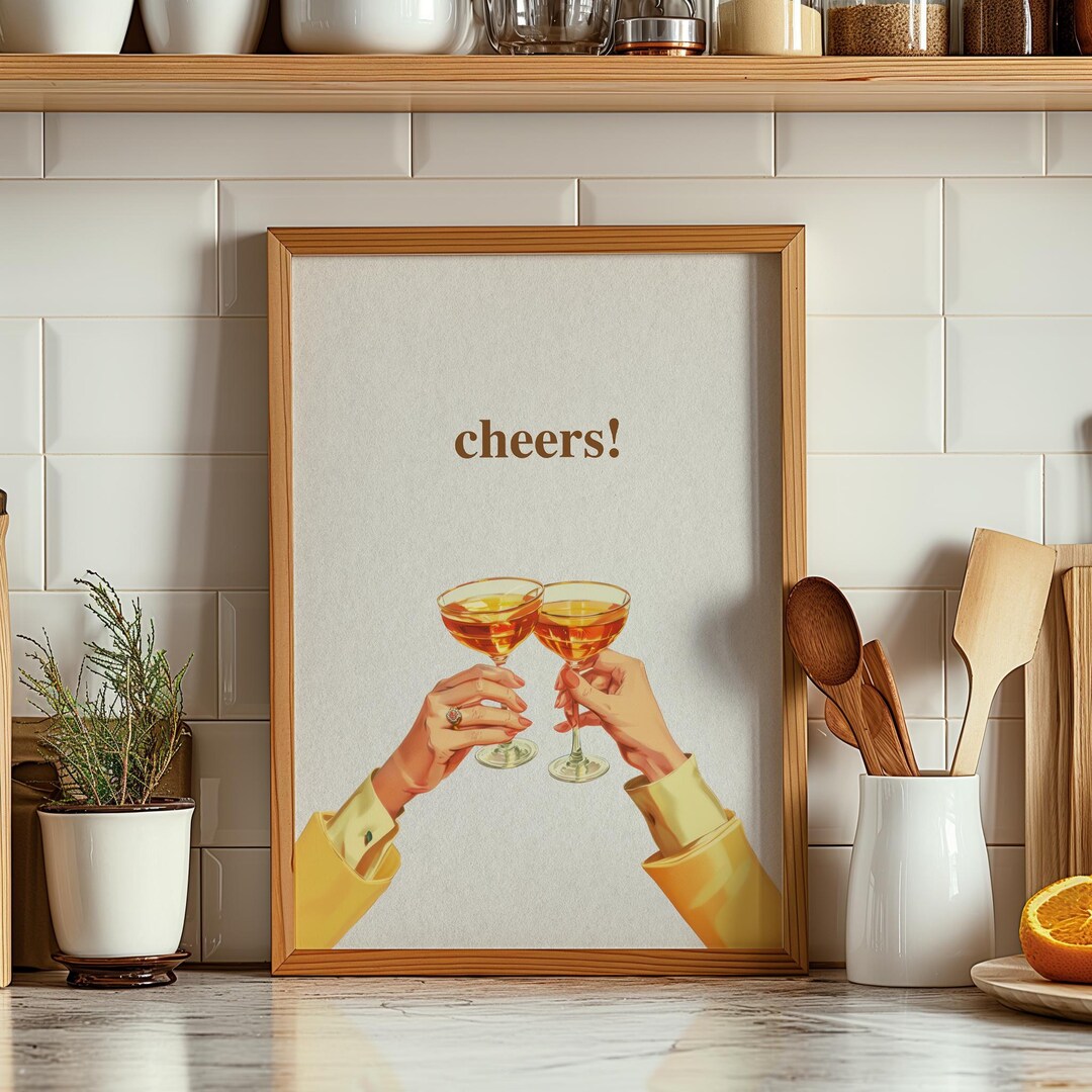 Cheers Printable Poster, Bar Cart Wall Decor, Cheers Sign, Cheers ...
