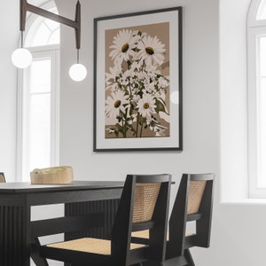 Dreamy Daisy Illustration Printable Poster, Neutral Art Print, Daisy ...