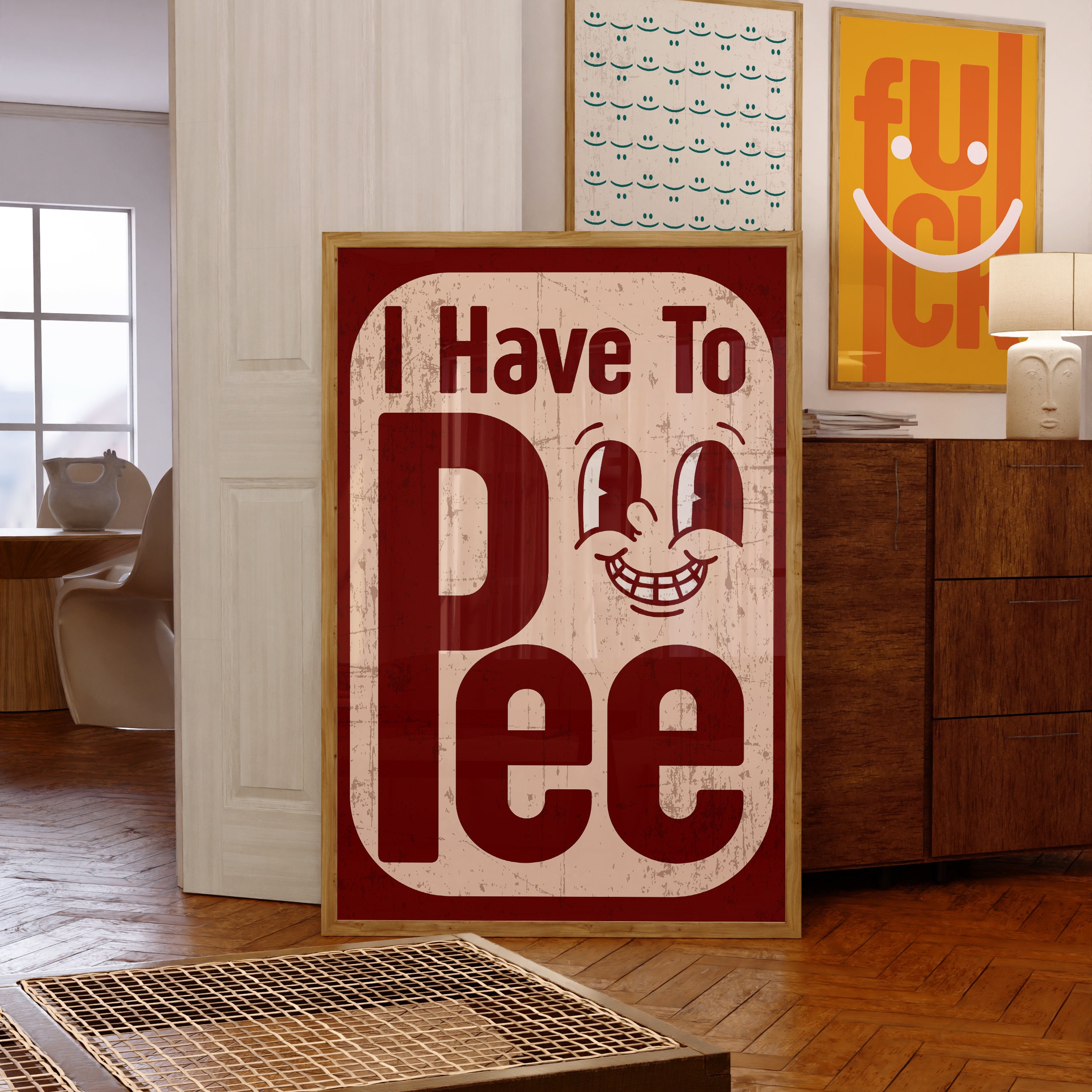 I Have to Pee Poster, Funny Bathroom Prints, Maximalist Home Decor ...