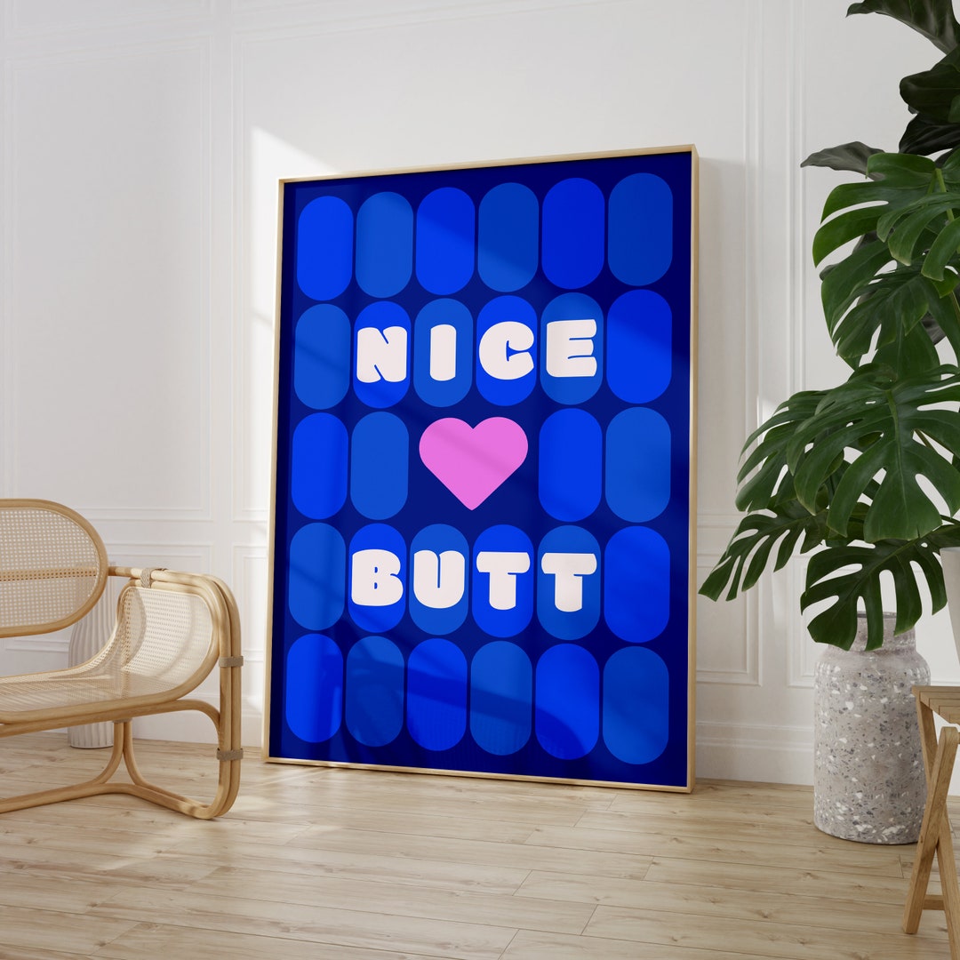 Funny 'nice Butt' Bathroom Poster, Retro Home Decor (digital Download ...
