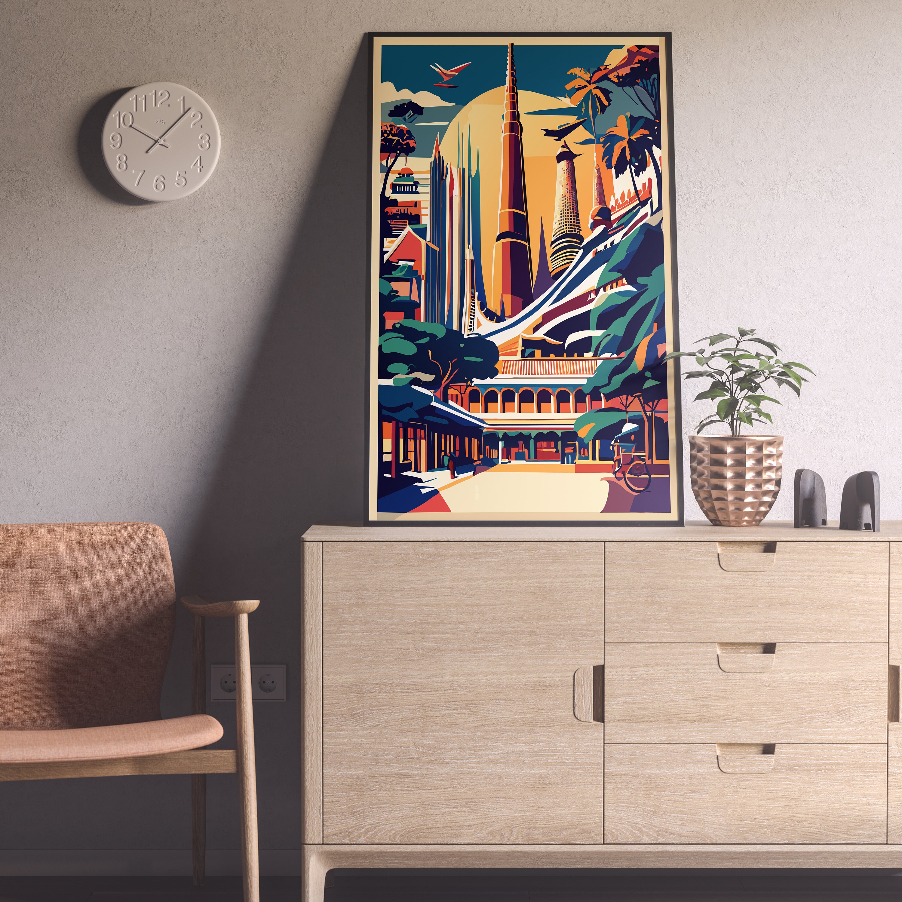 Bangkok Thailand Printable Travel Poster City View - Etsy