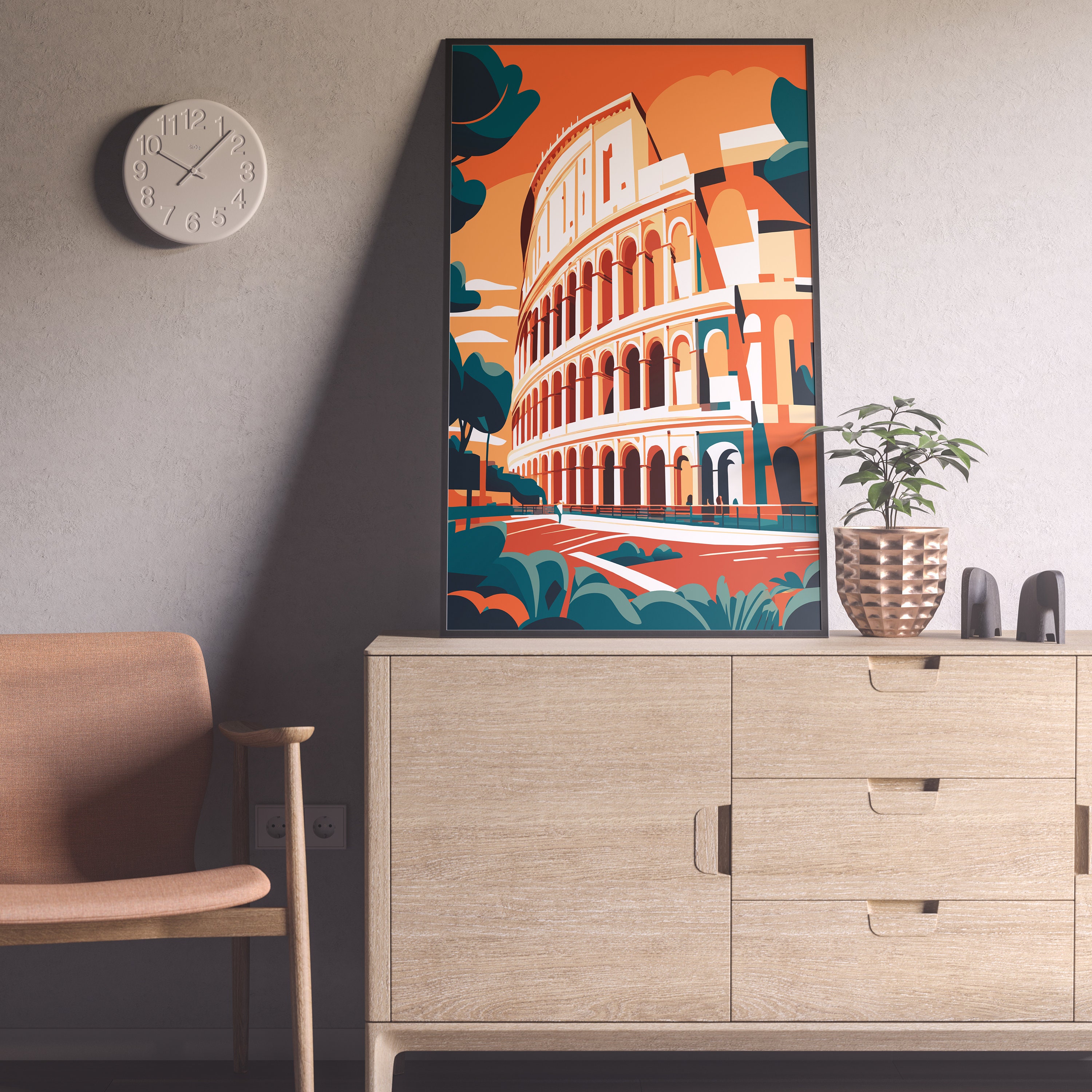 Rome Colosseum Printable Travel Poster City View - Etsy