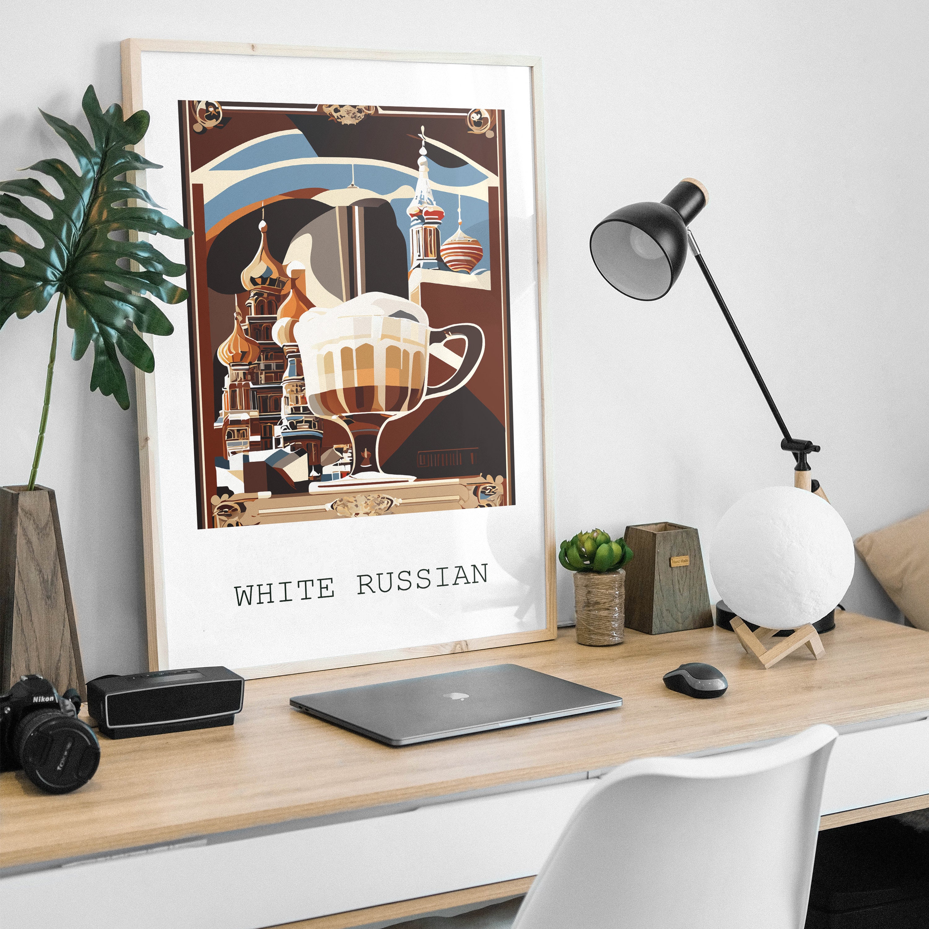 White Russian Cocktail Printable Poster, Russian Illustration, Vibrant ...