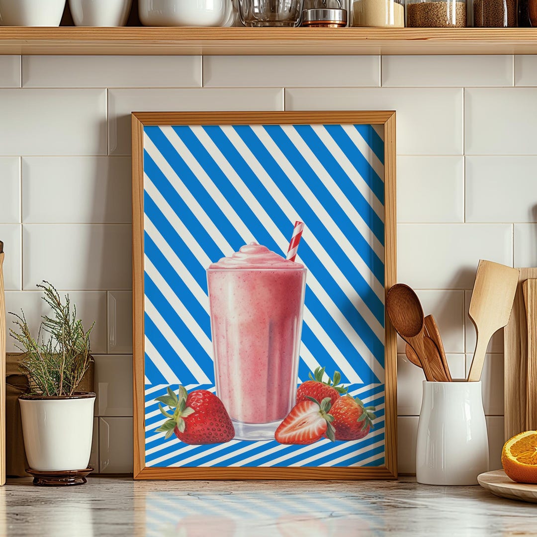 Strawberry Milkshake Printable Poster, Strawberry Smoothie Print ...