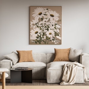 Dreamy Daisy Illustration Printable Poster, Neutral Art Print, Daisy Flower, Botanical Colorful ...