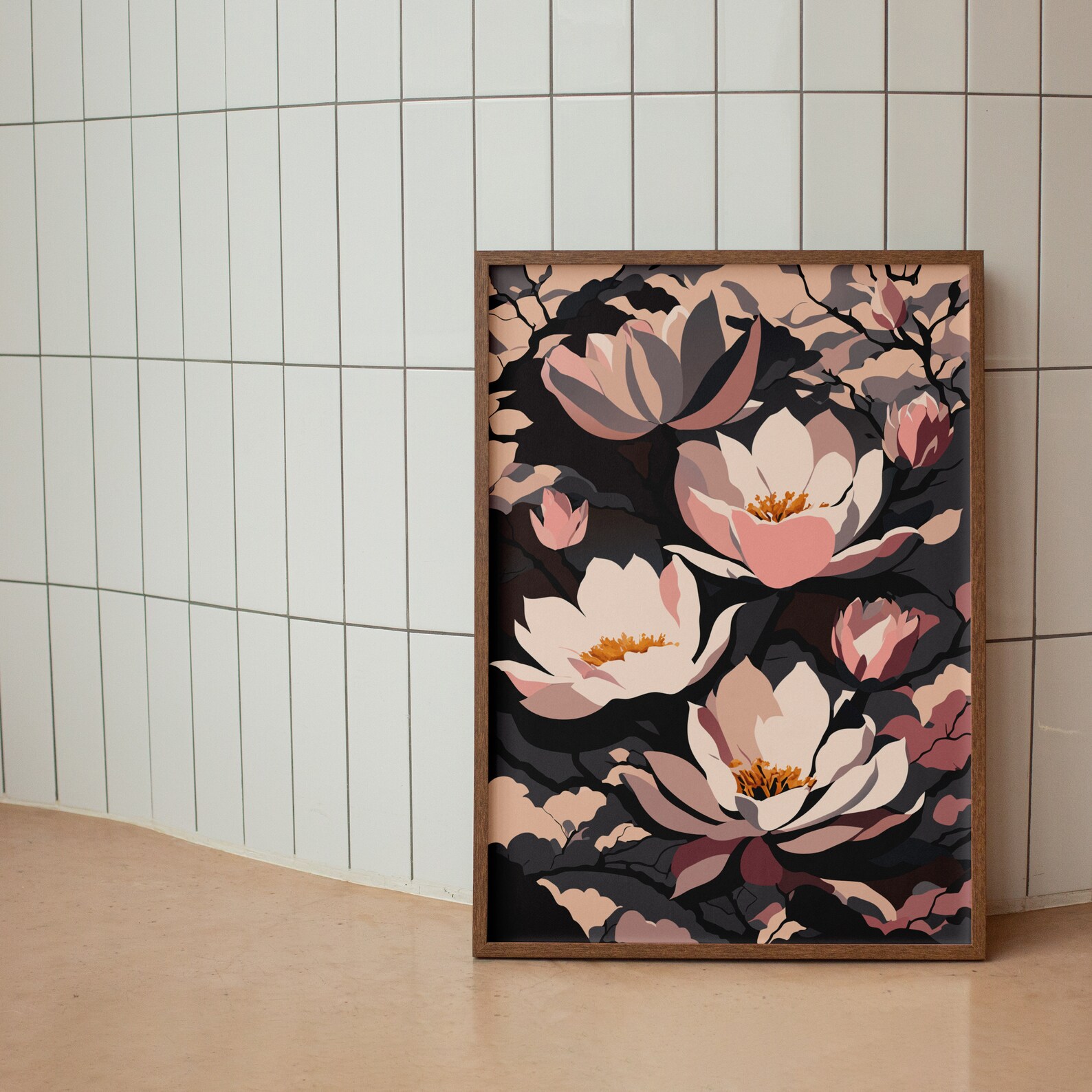 Magnolias Illustration Printable Poster, Neutral Art, Magnolia Flower ...