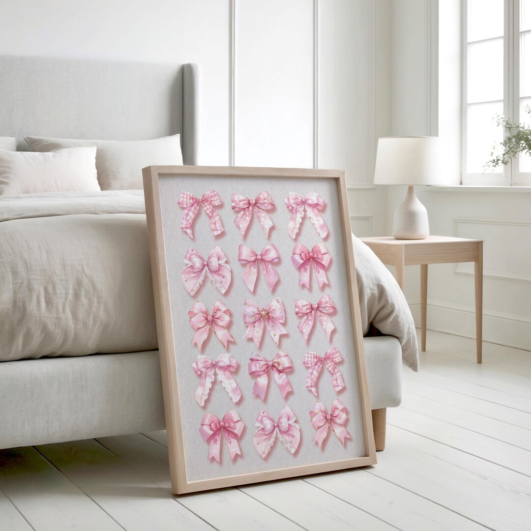 Pink Bows Printable Poster, Coquette Aesthetic Print, Valentines Day ...