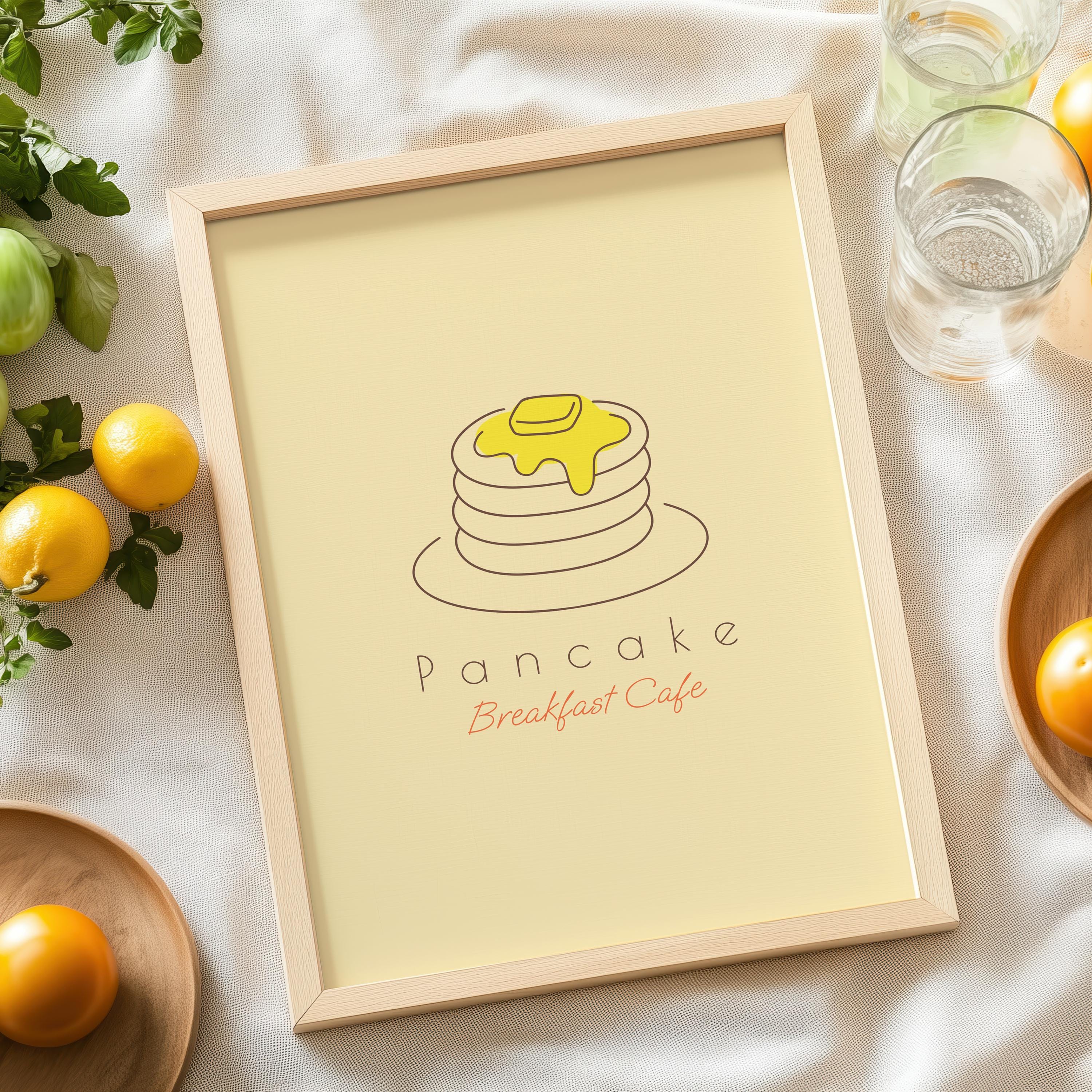 The Breakfast Cafe Printable Poster, Minimalist Pancake Print ...