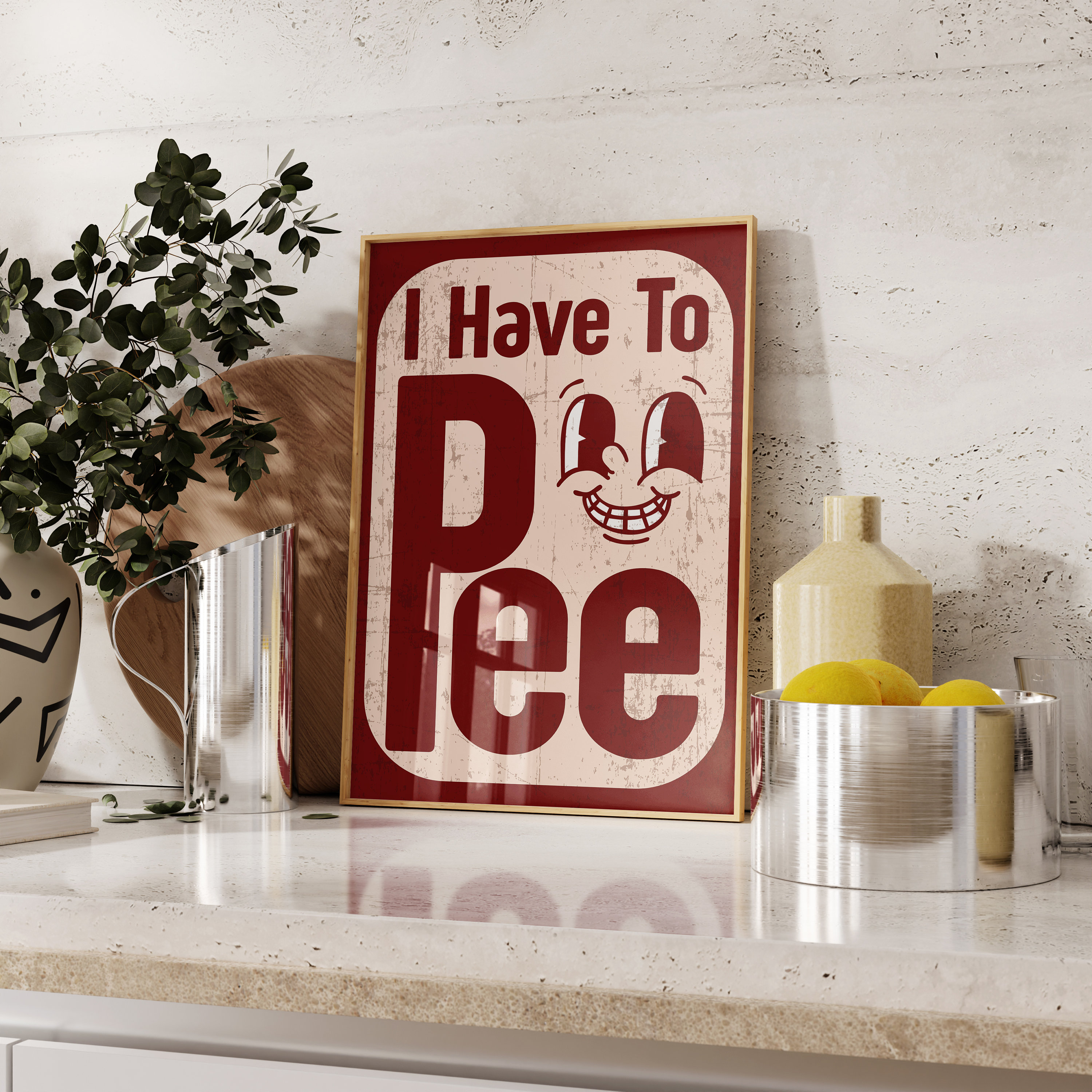 I Have to Pee Poster, Funny Bathroom Prints, Maximalist Home Decor ...