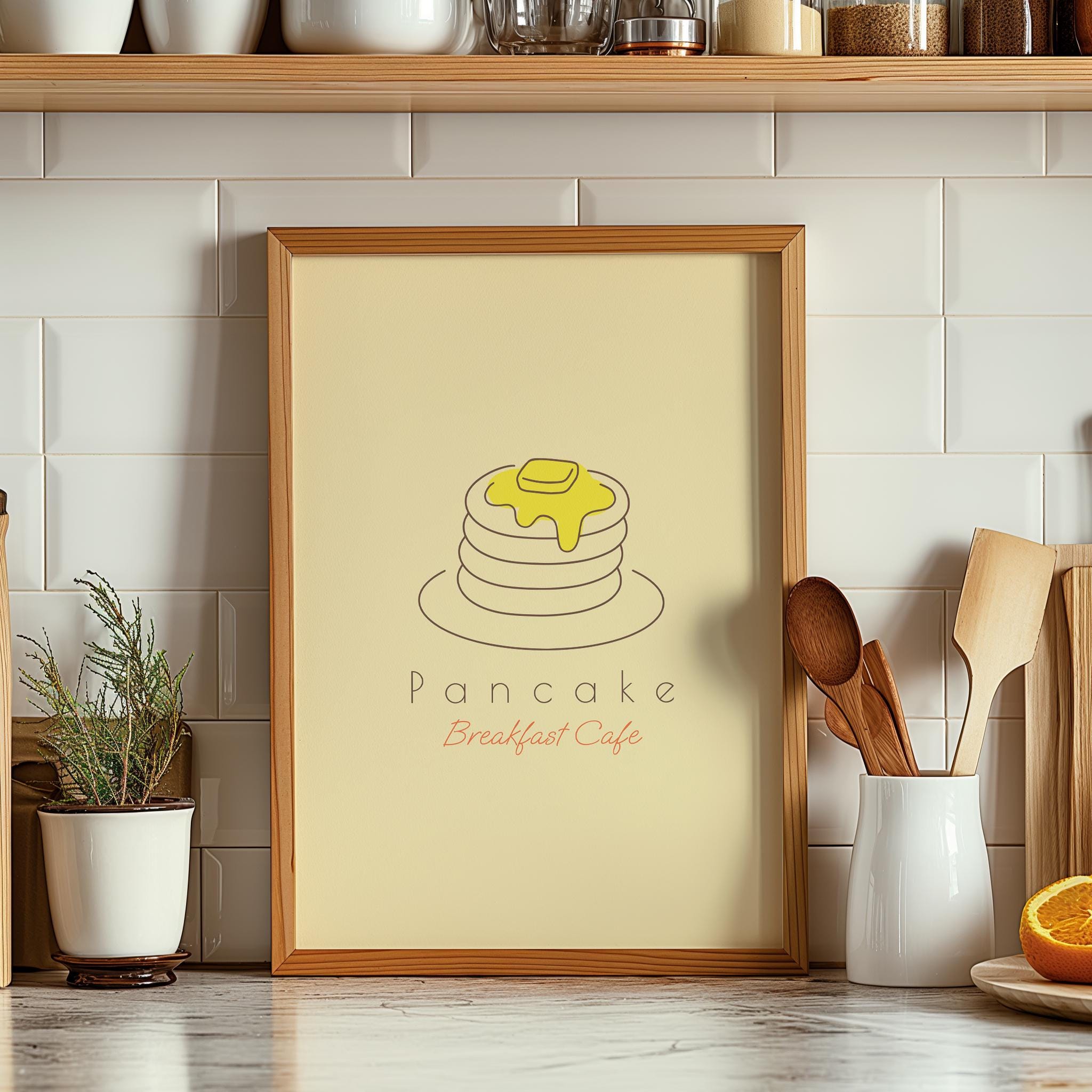 The Breakfast Cafe Printable Poster, Minimalist Pancake Print ...